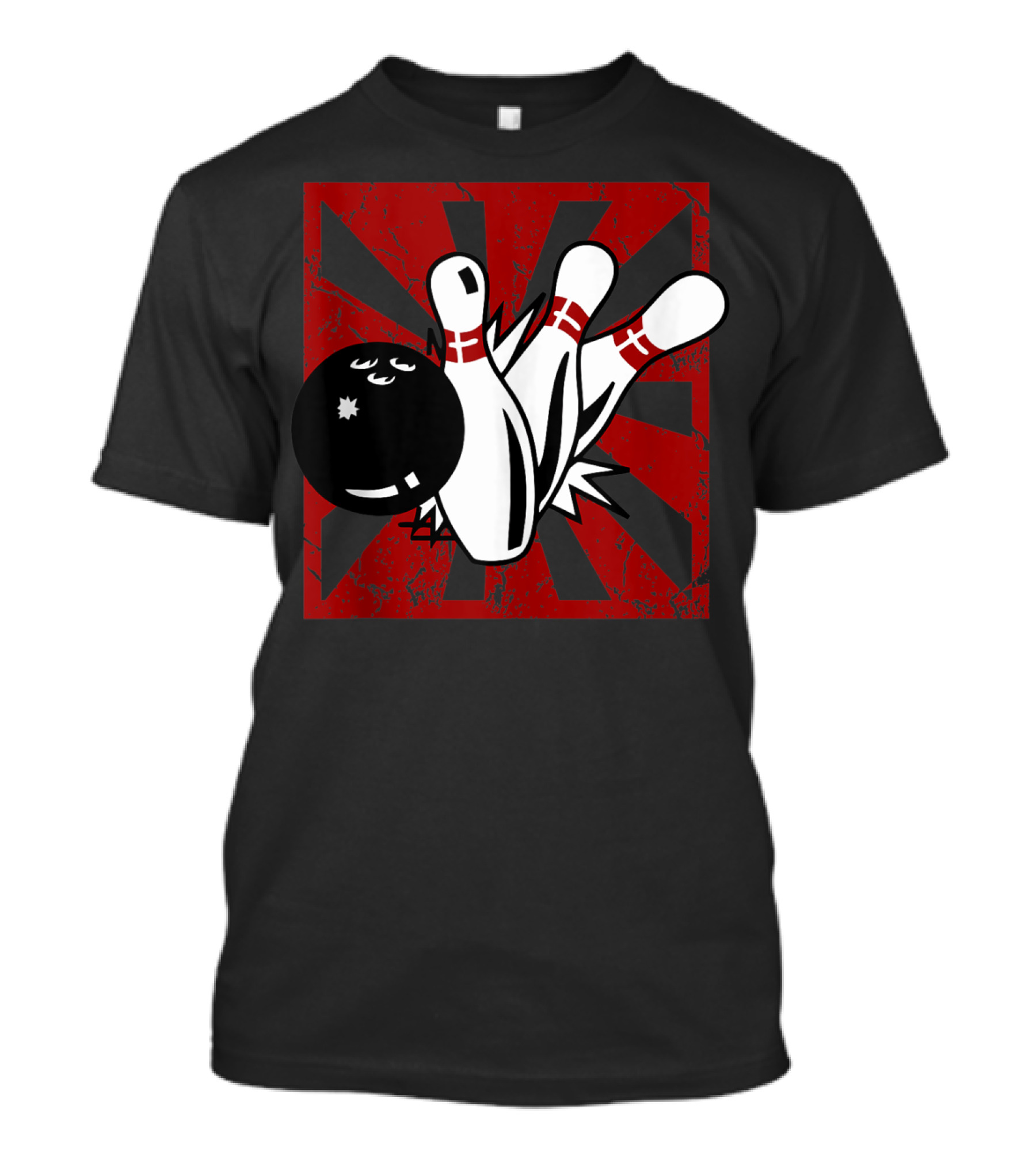 Retro Vintage Bowling Funny Striking Bowler Bowl Pins Explosion T-Shirt