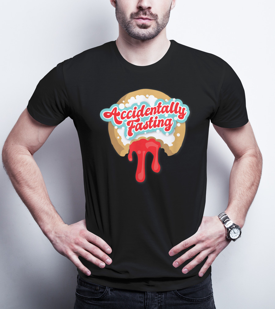 Accidentally Fasting Red Dripping Iced Donut T-Shirt
