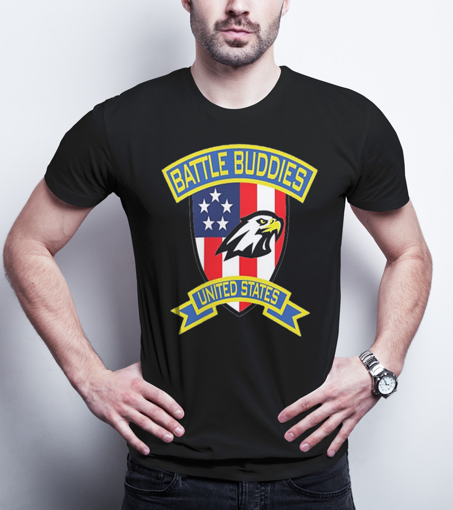 Battle Buddies United States Bald Eagle Stars Shield T-Shirt