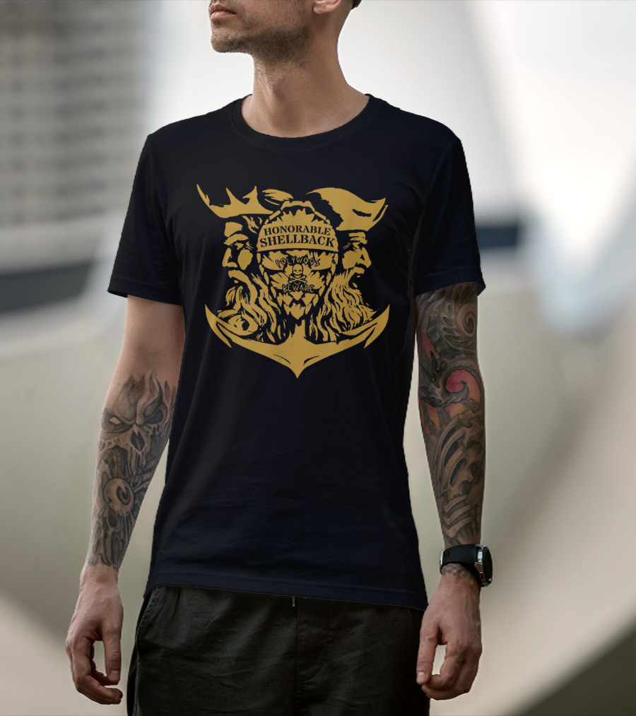Honorable Shellback Davy Jones Beware Navy Anchors T-Shirt