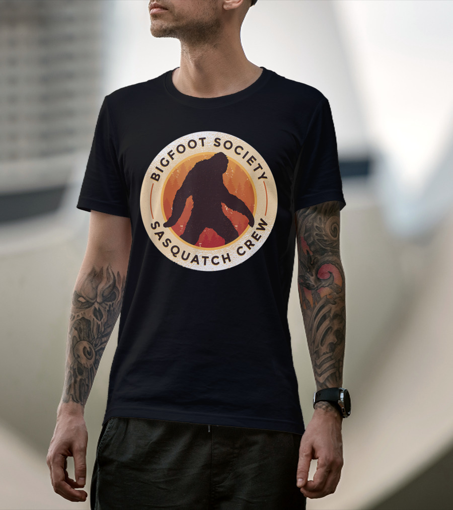 Bigfoot Society Sasquatch Crew Men Women Iconic Forest Emblem T-Shirt