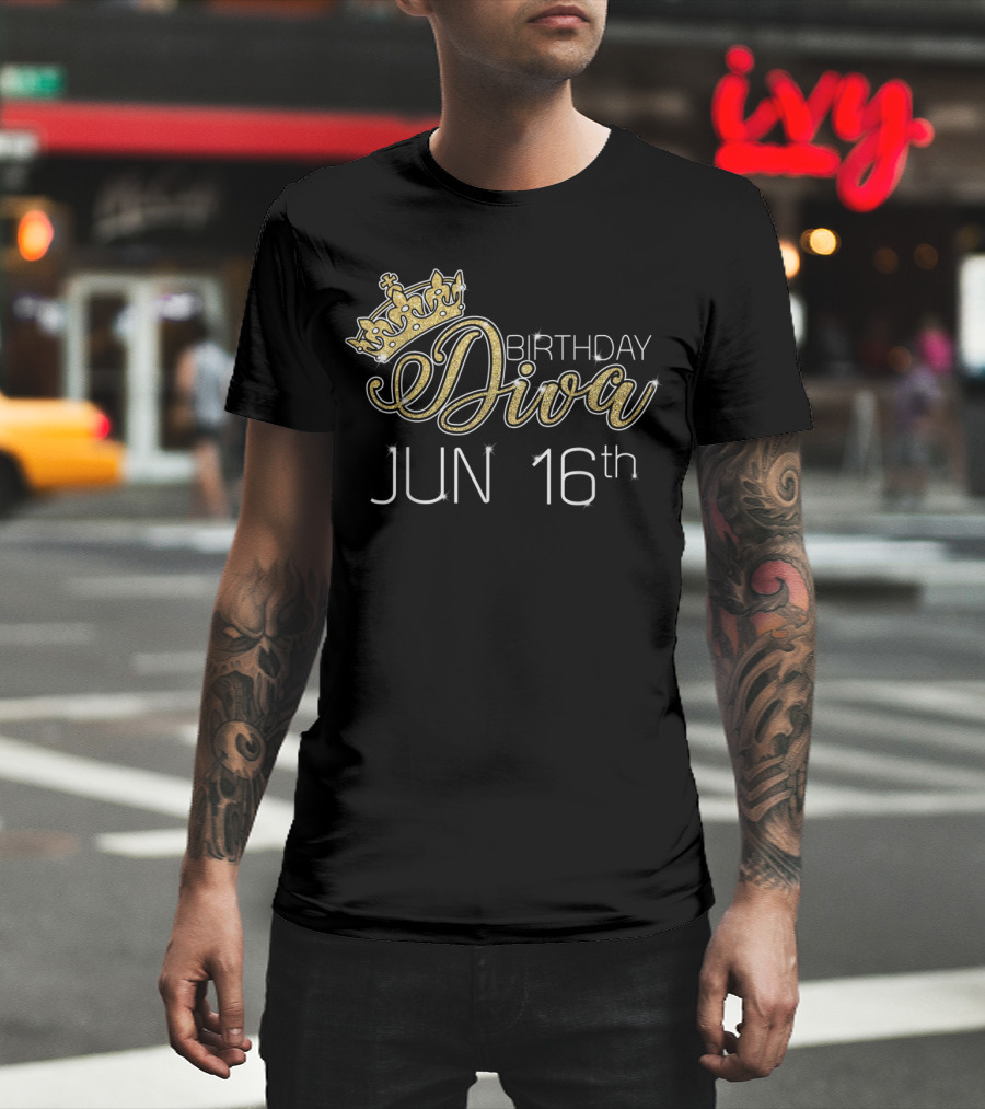 Birthday Diva Jun 16Th Crown T-Shirt