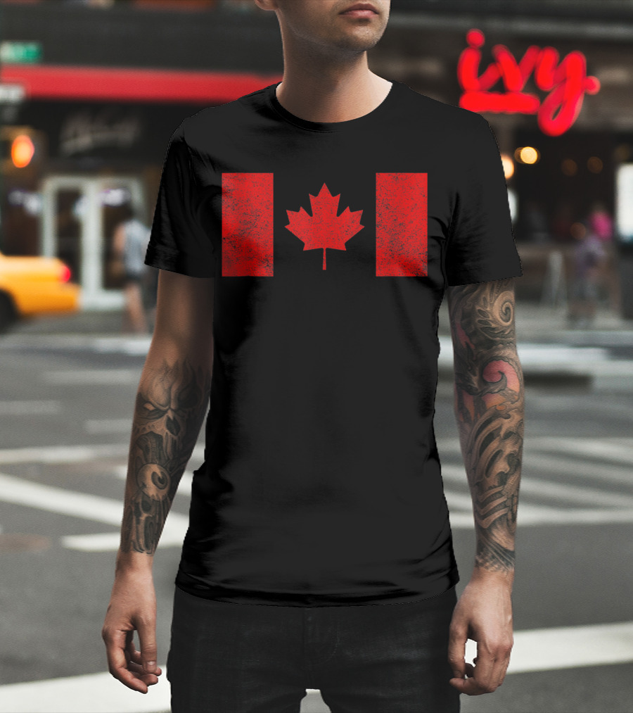 Canada National Flag Distressed Maple Leaf T-Shirt