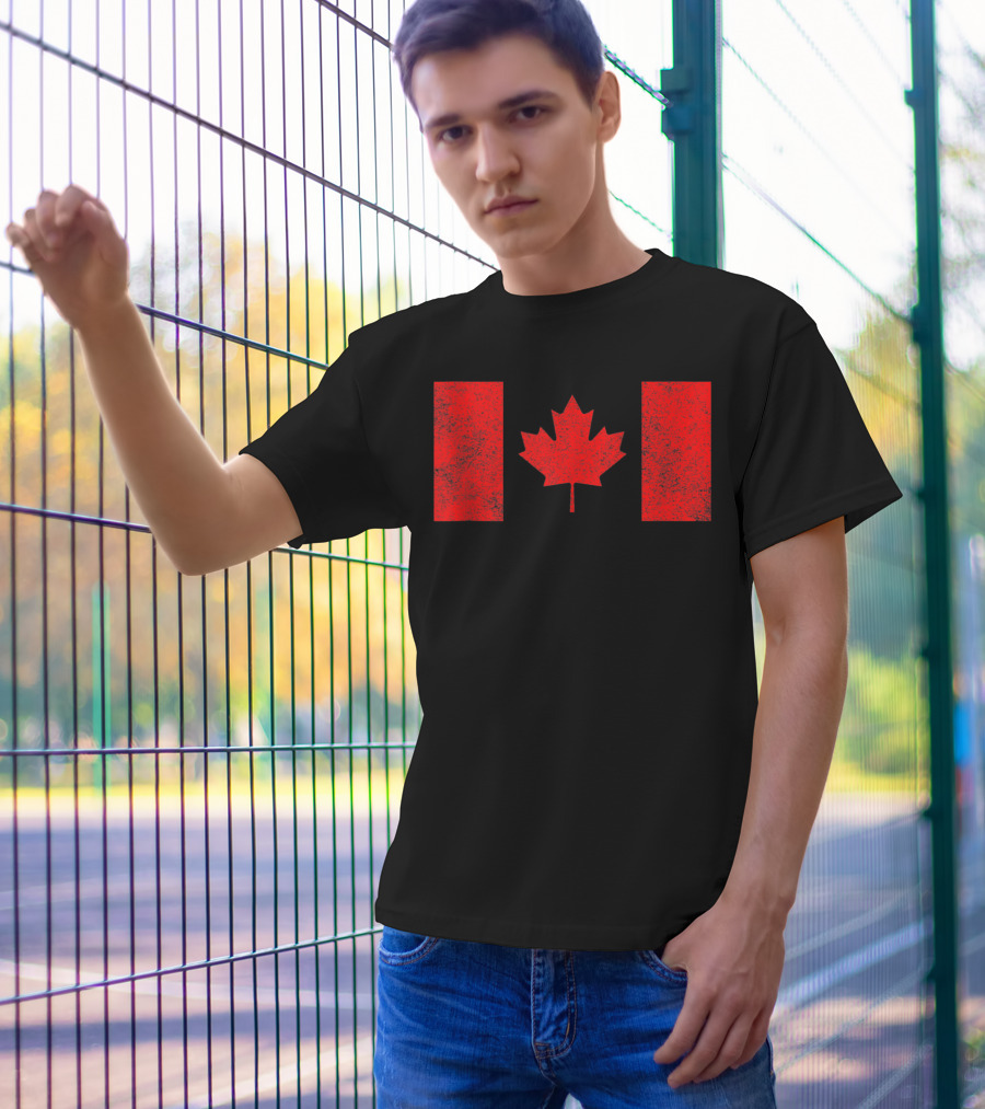 Canada National Flag Distressed Maple Leaf T-Shirt