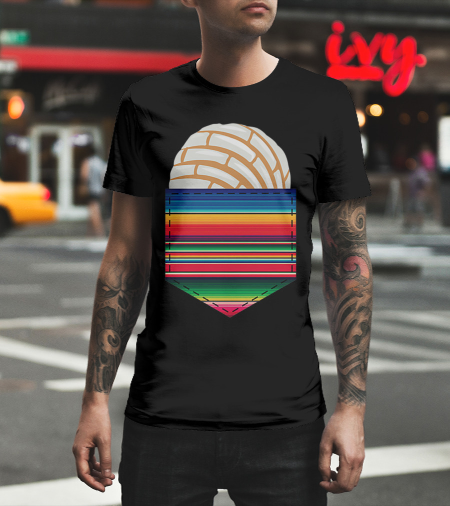 Colorful Serape Pocket White Concha T-Shirt