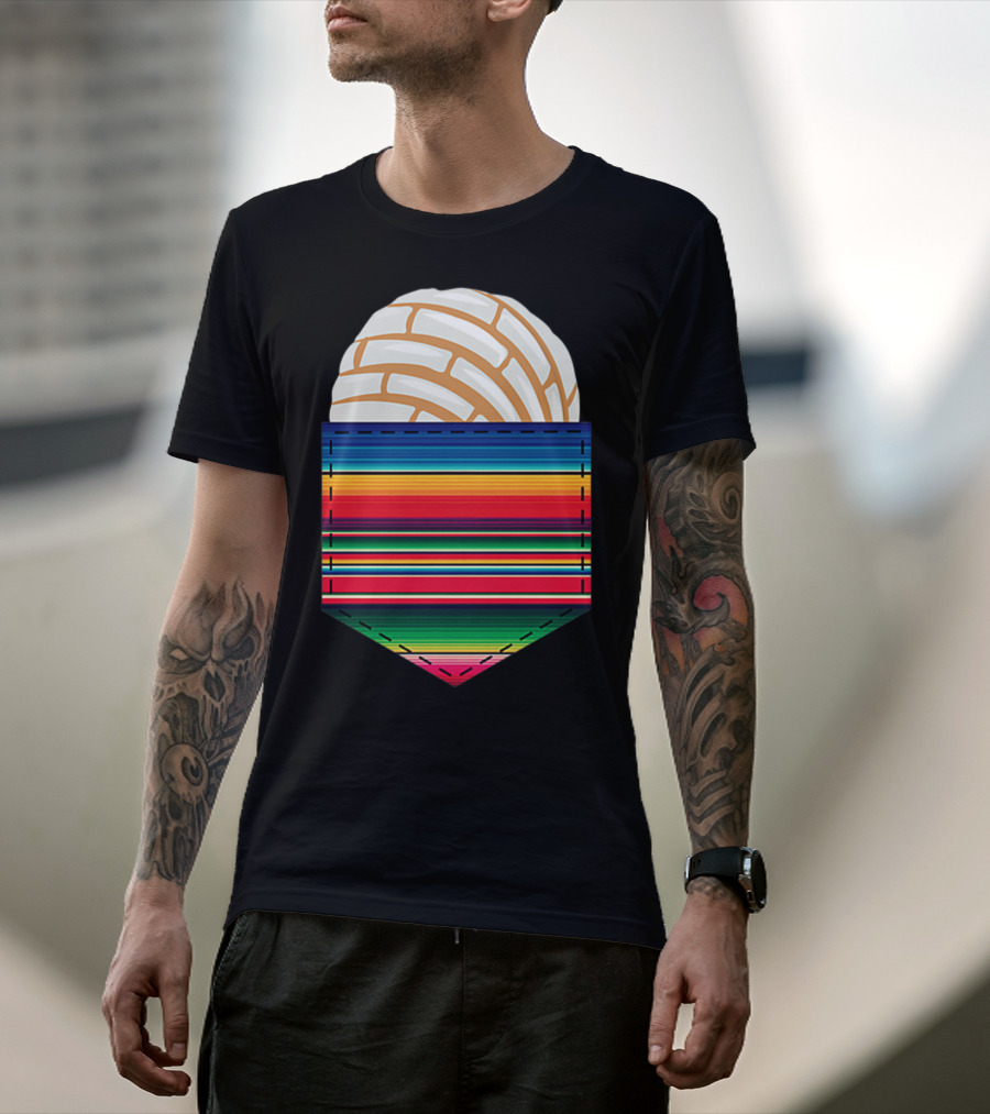 Colorful Serape Pocket White Concha T-Shirt