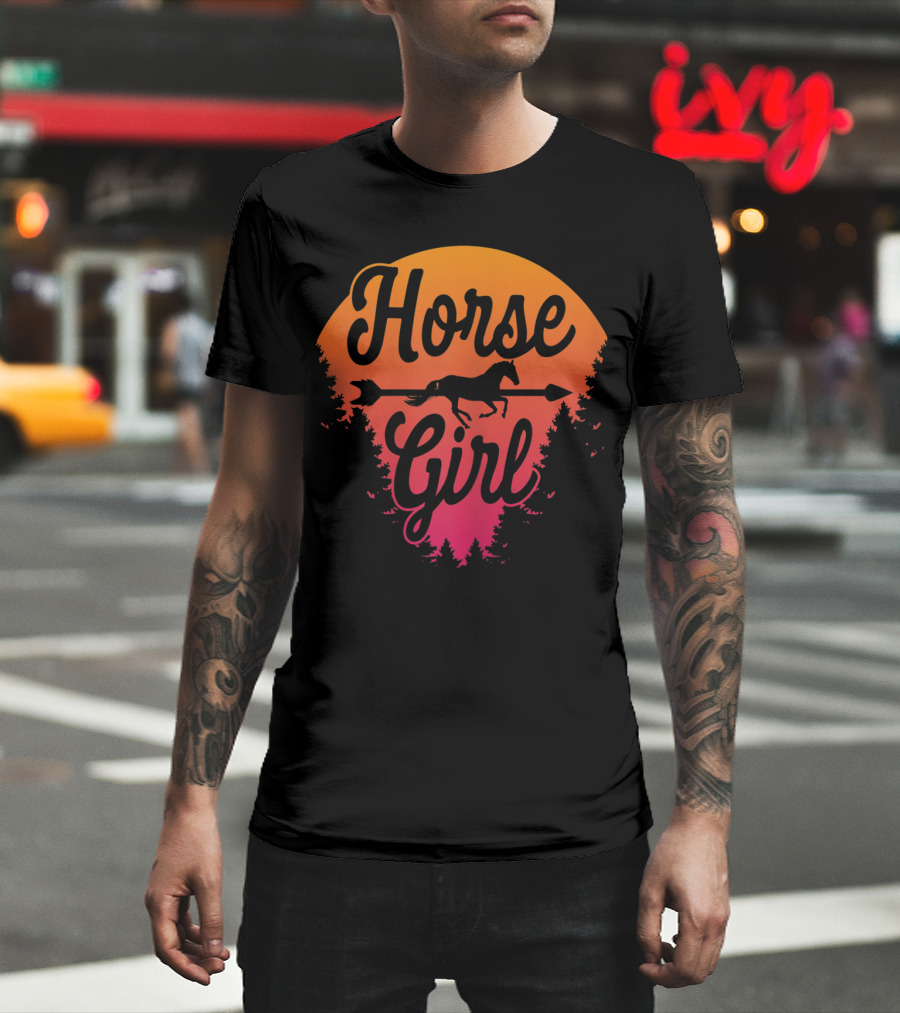 Horse Girl Forest Sunset T-Shirt