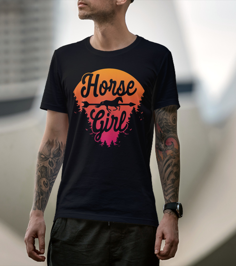 Horse Girl Forest Sunset T-Shirt