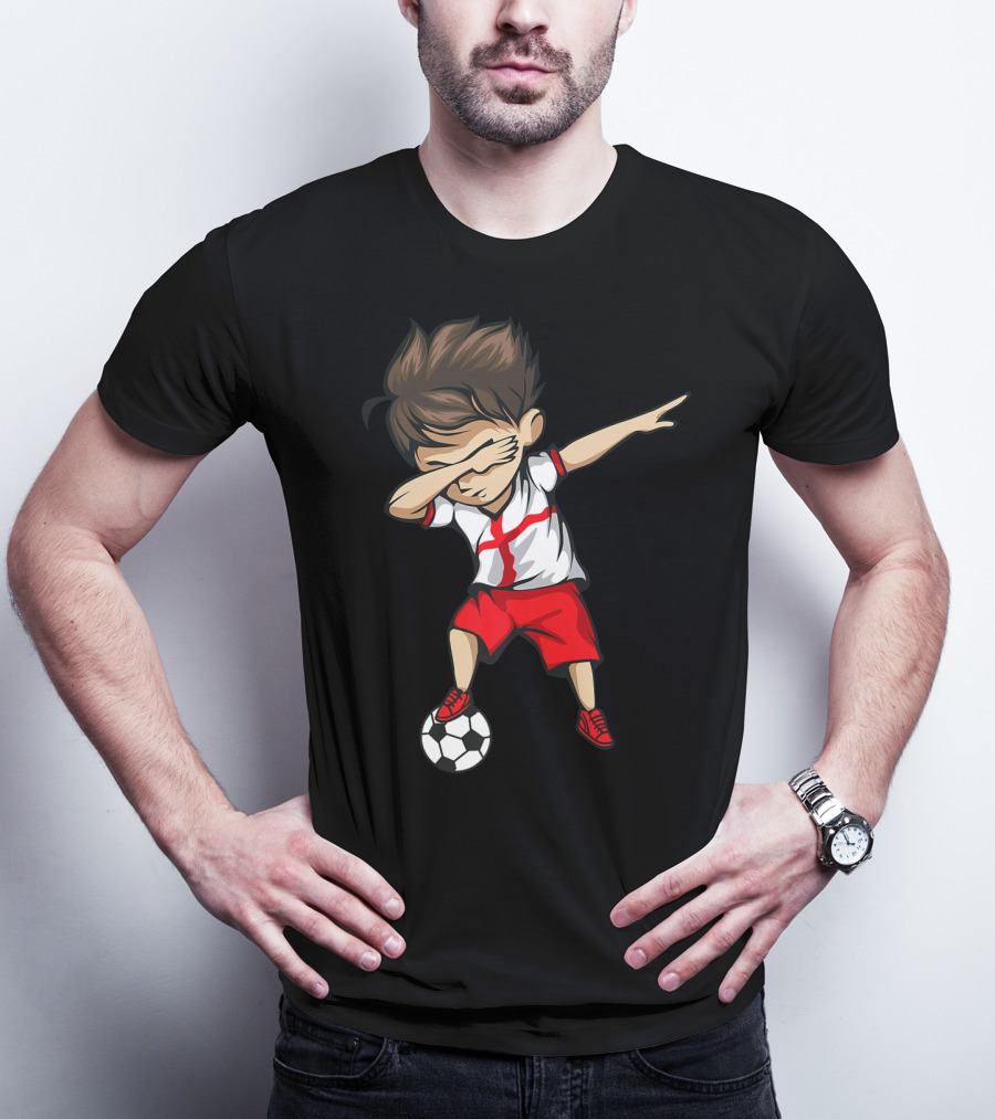 Dabbing Soccer Boy England Jersey English Football T-Shirt