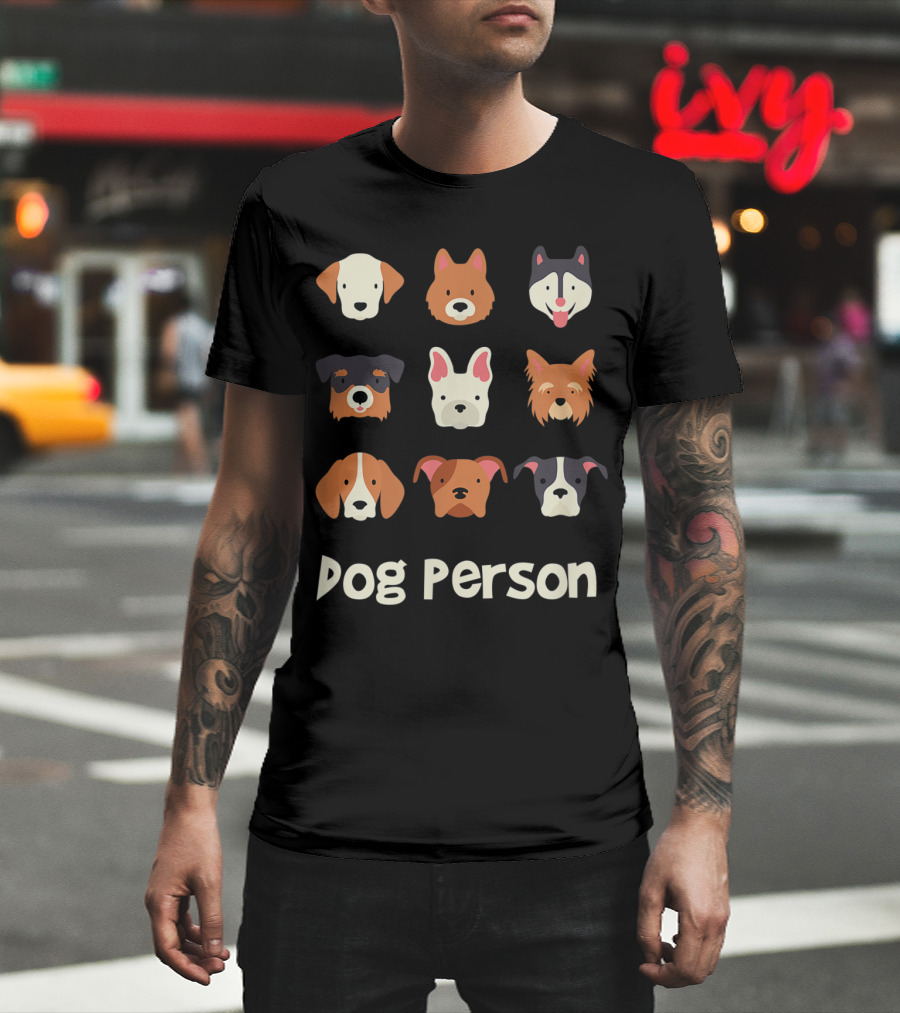 Dog Person Doggy Animal Lover Puppy Faces T-Shirt