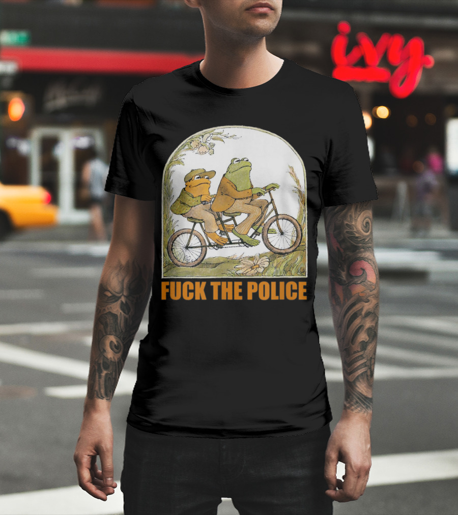Funnyfrog And Toad Fck The Police Tandem Bicycle Adventure T-Shirt
