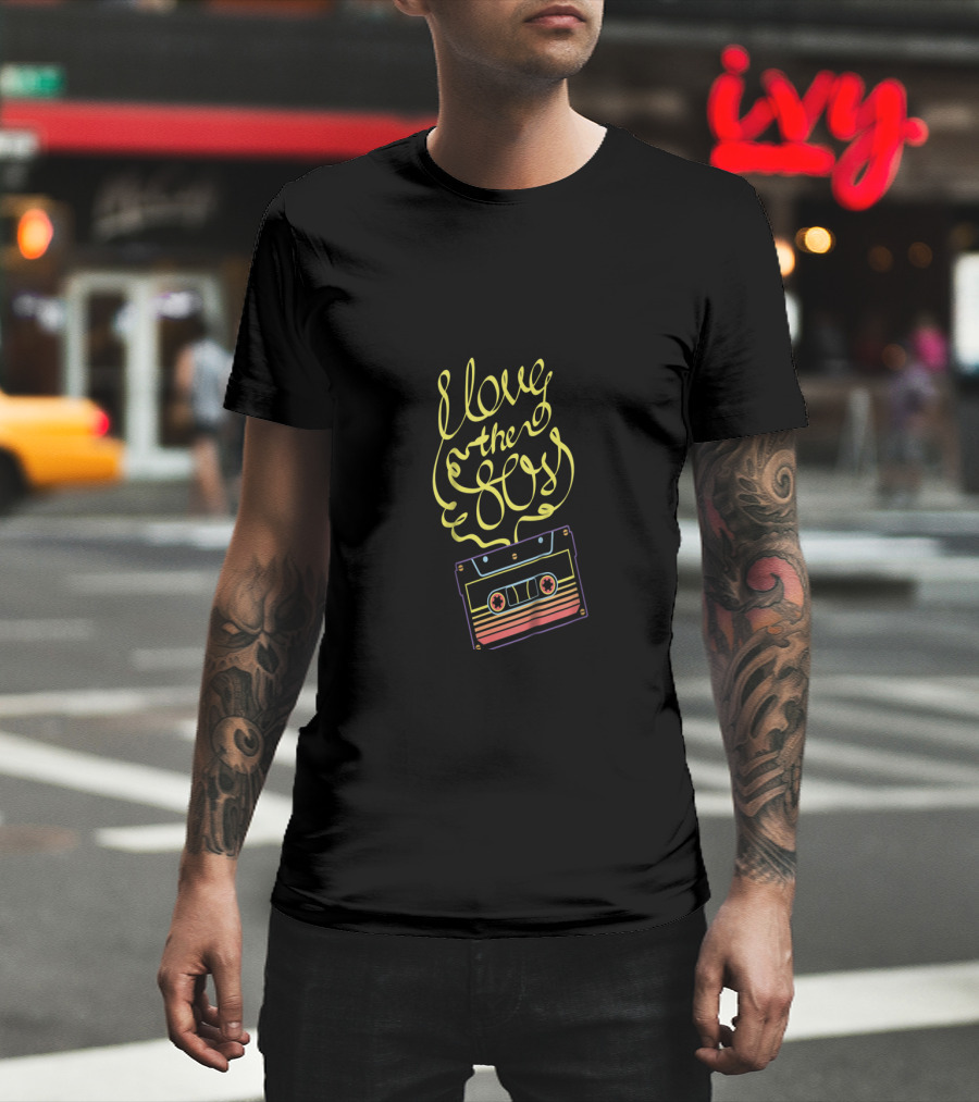 I Love The 80s Twisted Cassette Tape Retro Neon T-Shirt