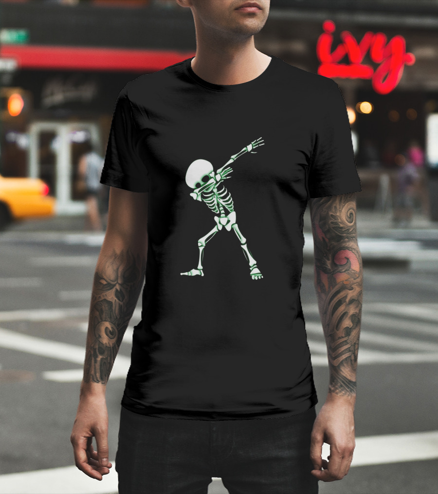 Dabbing Skeleton Halloween Skull Dab Glow In The Dark T-Shirt