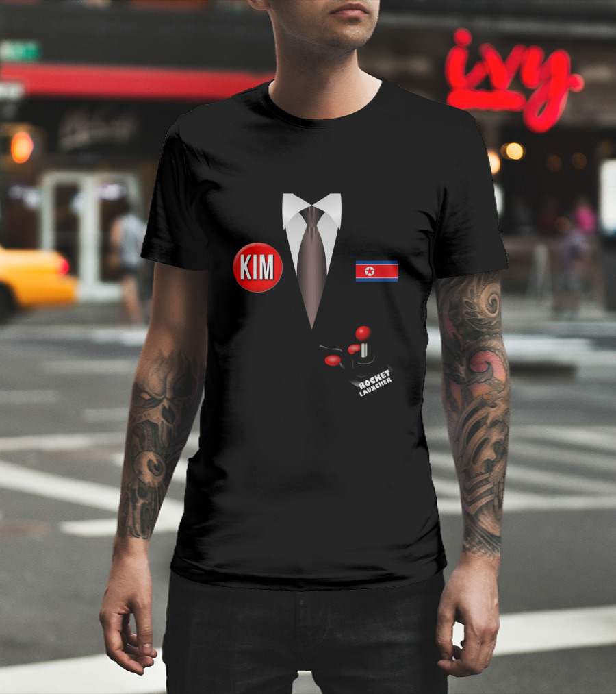 North Korea Rocket Launcher Kim With Flag And Tie Halloween T-Shirt