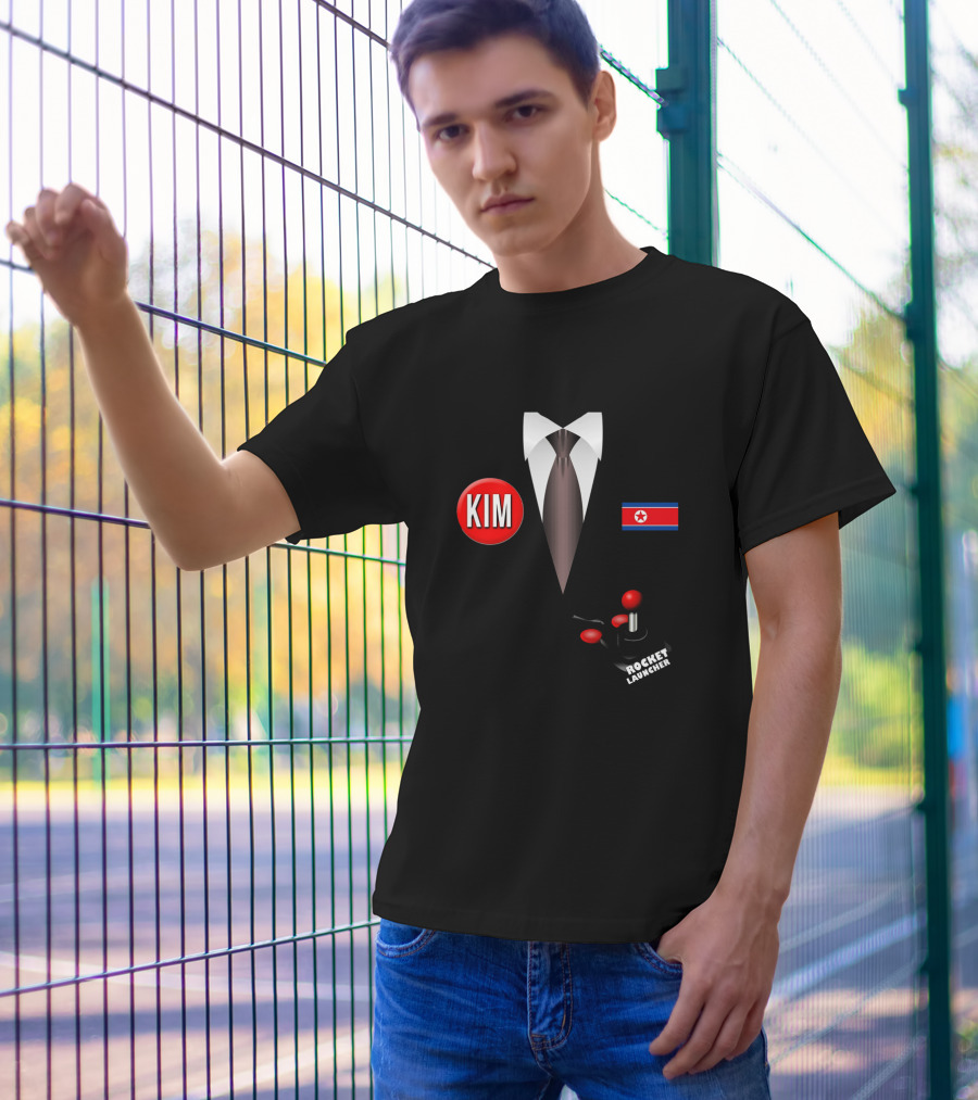 North Korea Rocket Launcher Kim With Flag And Tie Halloween T-Shirt