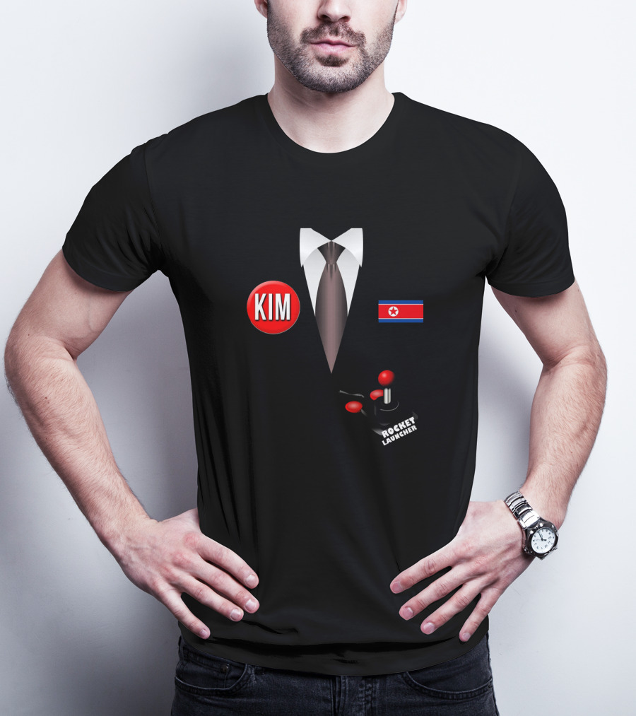 North Korea Rocket Launcher Kim With Flag And Tie Halloween T-Shirt