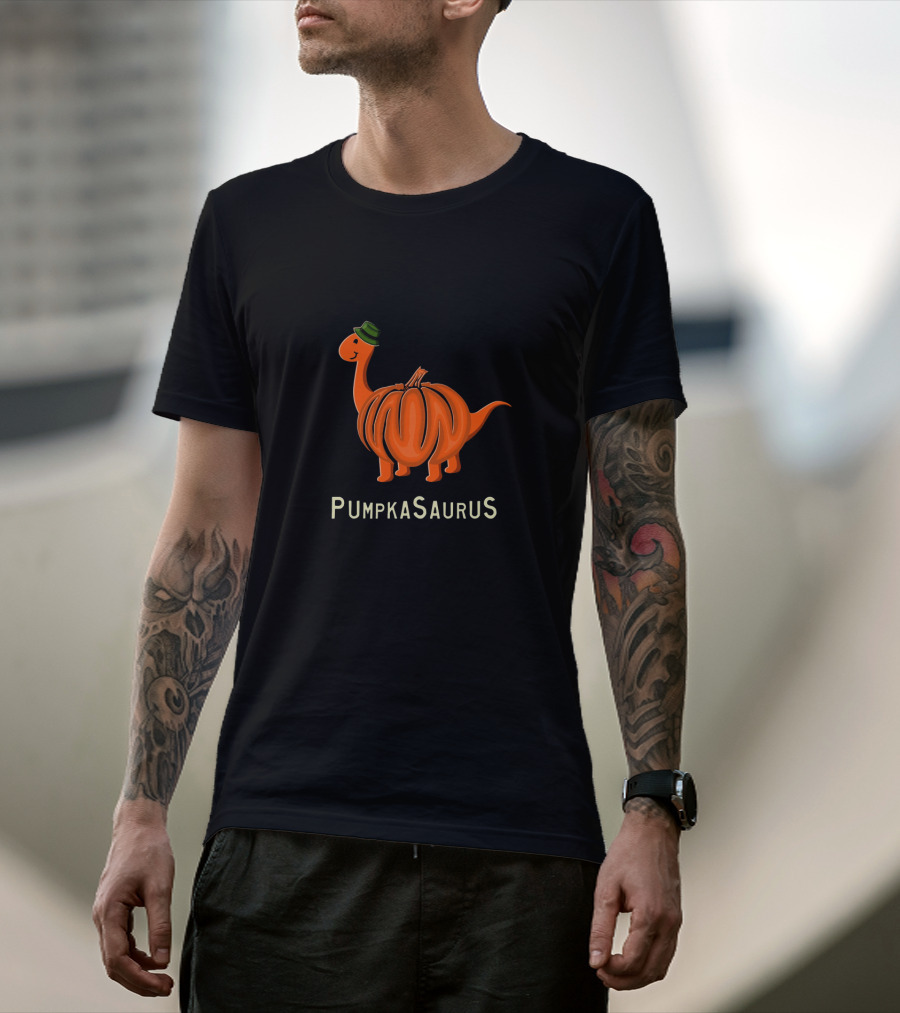 Pumpkasaurus Dinosaur With Green Hat Pumpkin Body T-Shirt