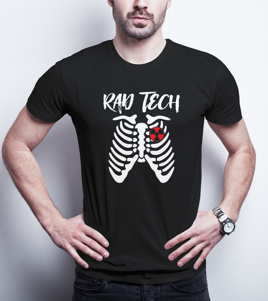 Rad Tech Skeleton Halloween Radiology X-Ray With Radiation T-Shirt