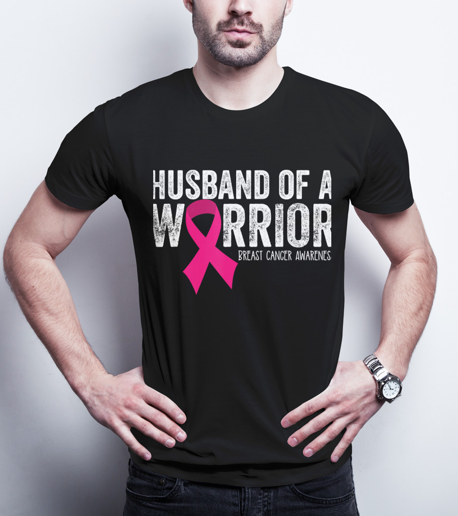 Husband Of A Warrior Breast Cancer Awareness Pink T-Shirt