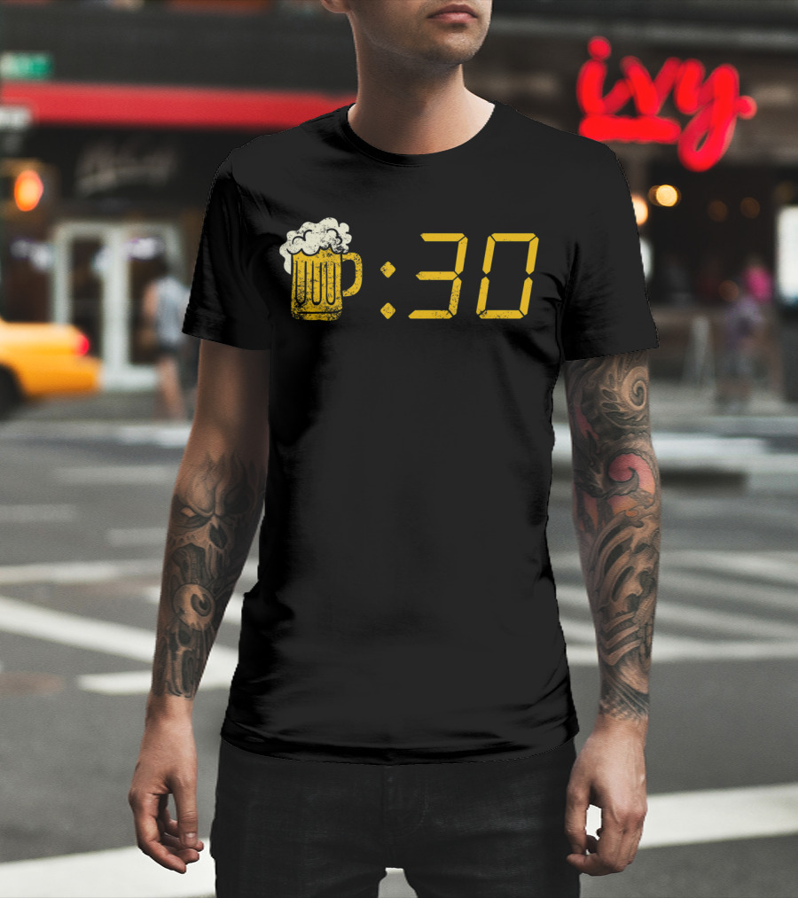 Beer Mug Digital Clock Display :30 Funny Drinking Or Getting Drunk T-Shirt
