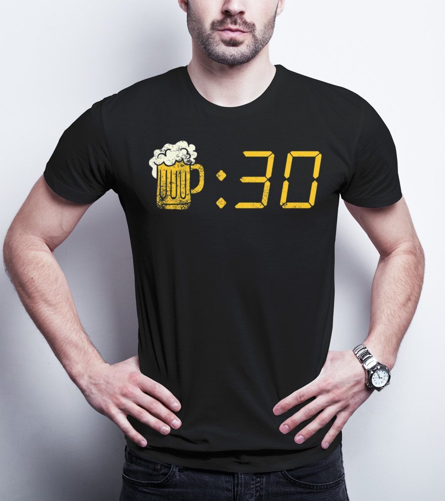 Beer Mug Digital Clock Display :30 Funny Drinking Or Getting Drunk T-Shirt
