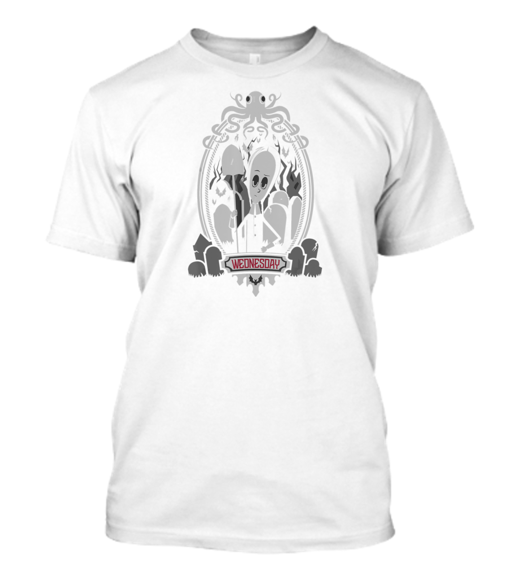 Addams Family Wednesday Addams Gothic Graveyard Octopus Frame T-Shirt