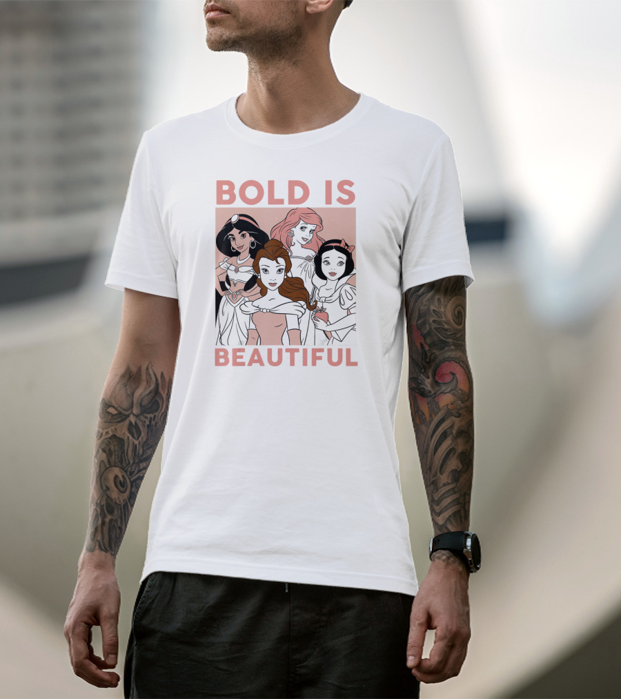 Disney Princess Bold Is Beautiful Jasmine Ariel Belle Snow White Classic Cartoon T-Shirt