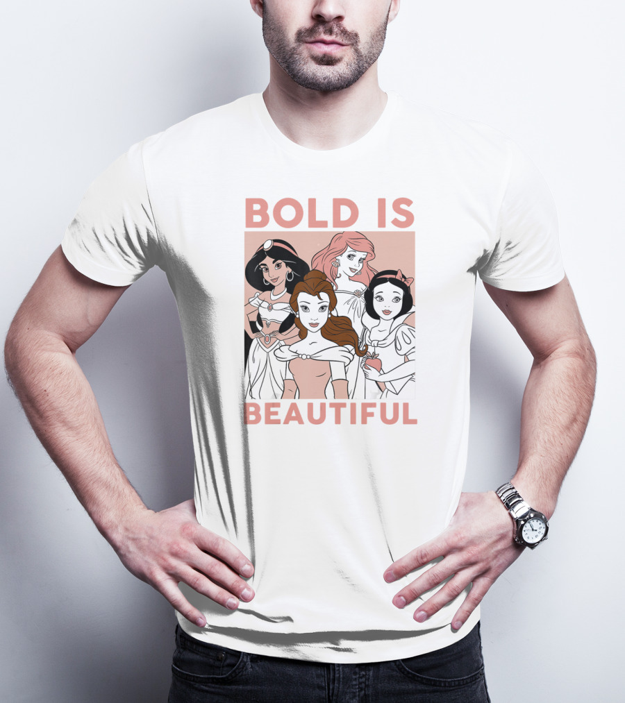 Disney Princess Bold Is Beautiful Jasmine Ariel Belle Snow White Classic Cartoon T-Shirt