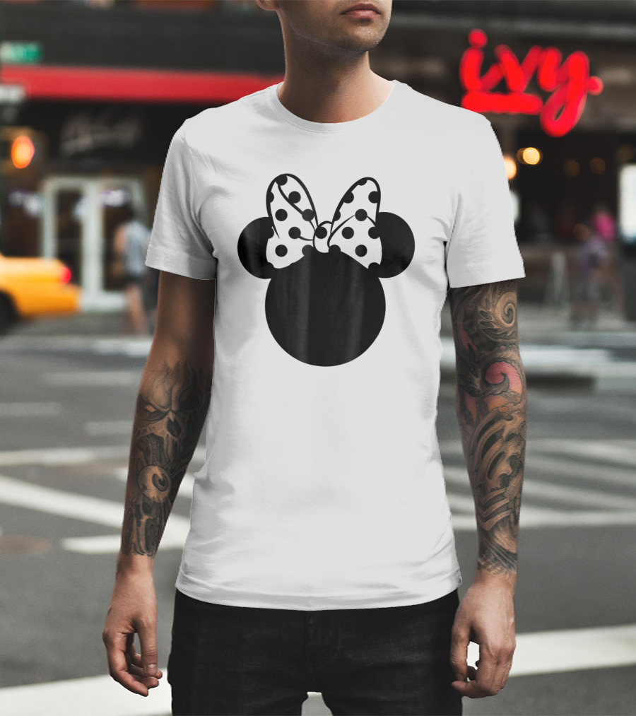 Minnie Mouse Silhouette With Polka Dot Bow Disney T-Shirt