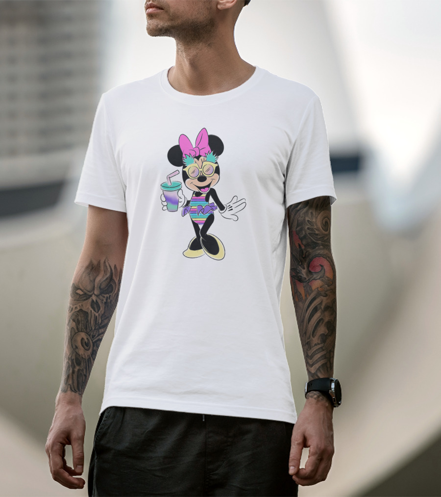 Disney Minnie Mouse Unicorn Pastel Stripes And Tropical Pineapples T-Shirt
