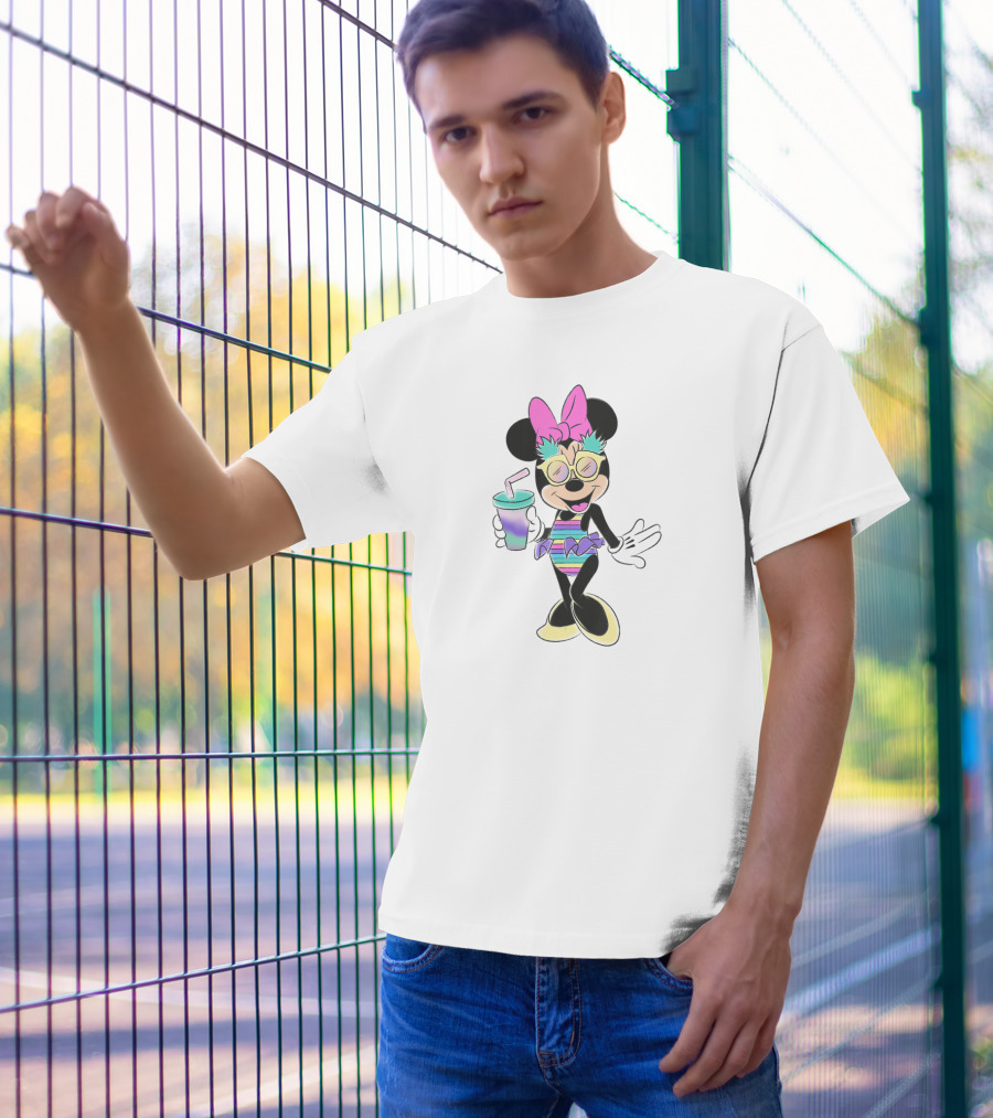 Disney Minnie Mouse Unicorn Pastel Stripes And Tropical Pineapples T-Shirt