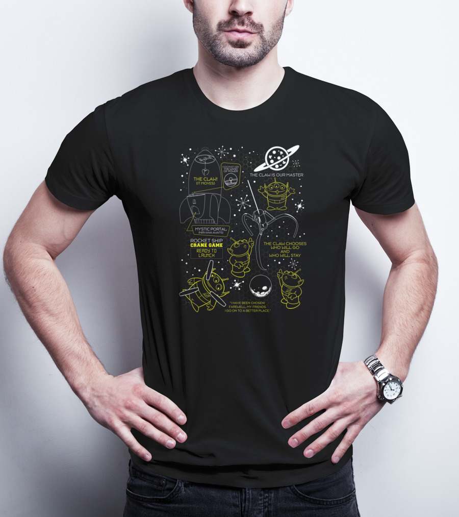 Disney Pixar Toy Story Alien The Claw Is Our Master Mystic Portal Rocket Ship Crane Game T-Shirt