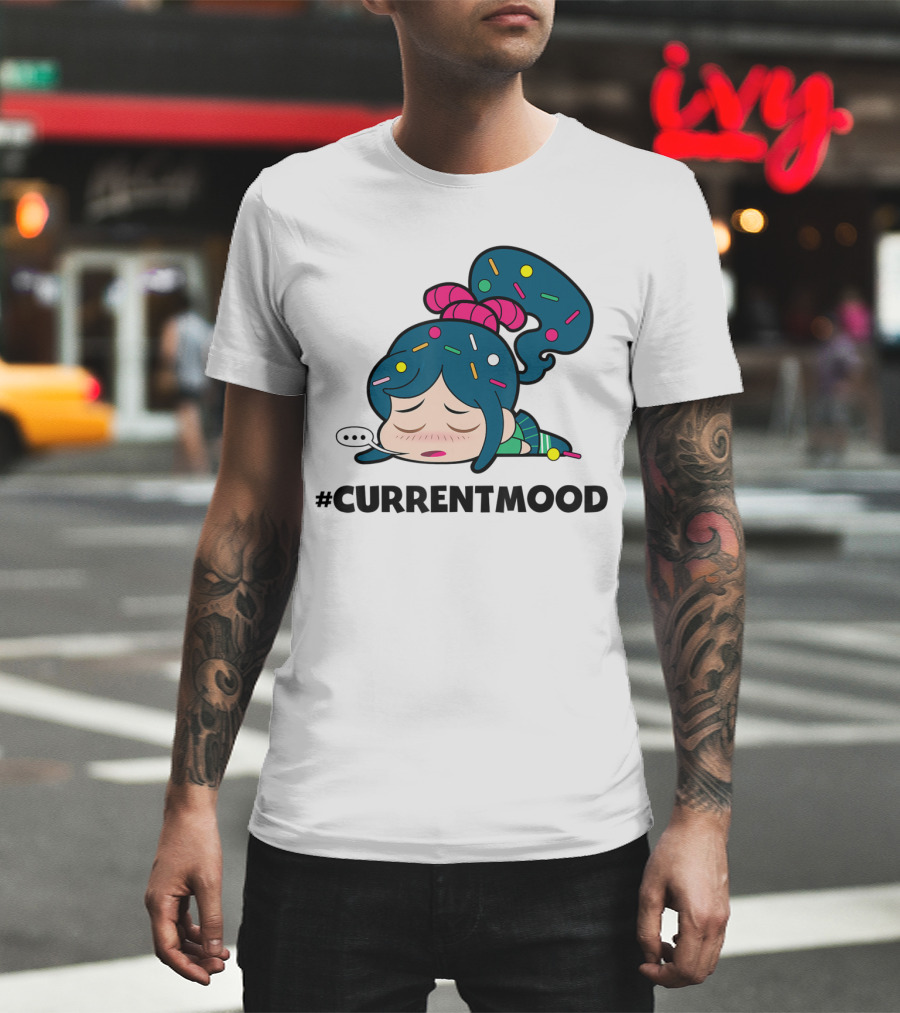 Disney Wreck It Ralph Vanellope #CurrentMood Sprinkles Hair Exhausted Expression T-Shirt