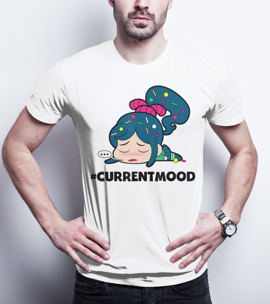 Disney Wreck It Ralph Vanellope #CurrentMood Sprinkles Hair Exhausted Expression T-Shirt