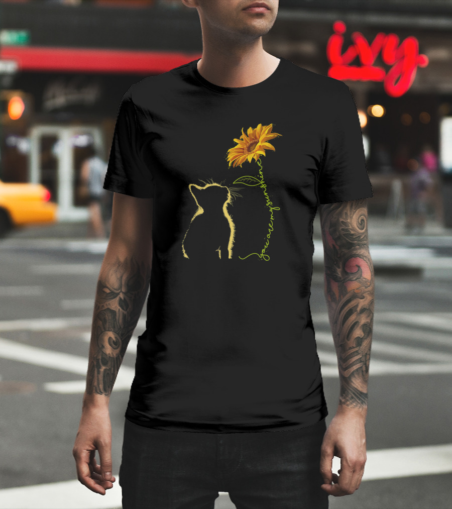 You Are My Sunshine Cat With Sunflower T-Shirt