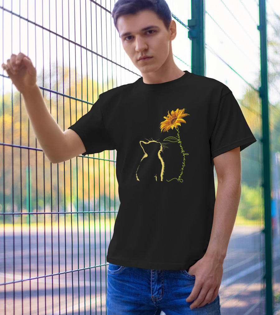 You Are My Sunshine Cat With Sunflower T-Shirt