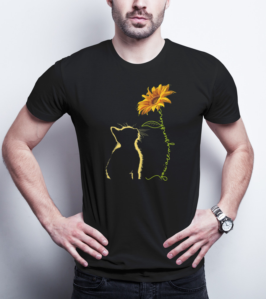 You Are My Sunshine Cat With Sunflower T-Shirt