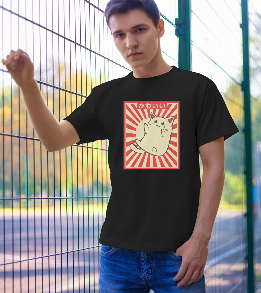 Vintage Kawaii Meowing Japanese Cat Lover T-Shirt