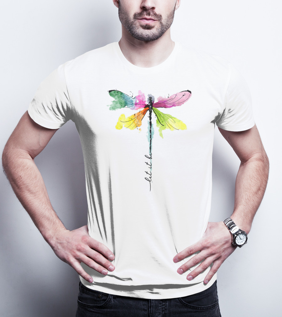 Let It Be Dragonfly Hippie Be Watercolor Peace T-Shirt