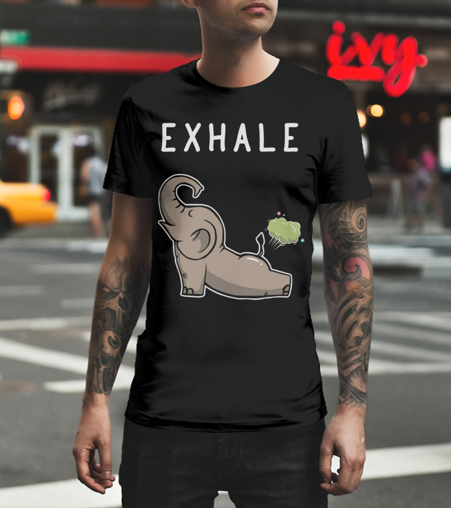 EXHALE Mens Womens Funny Elephant Lovers T-Shirt