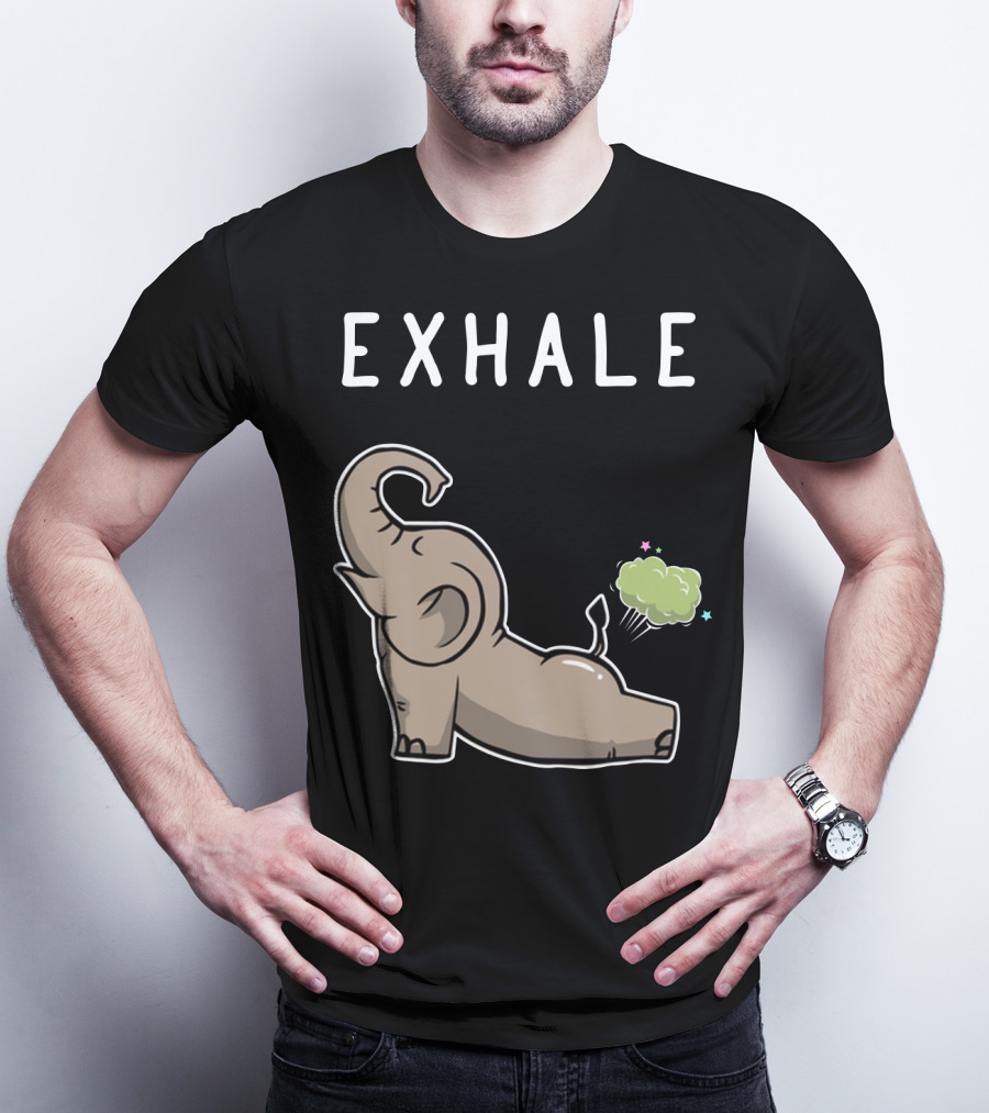 EXHALE Mens Womens Funny Elephant Lovers T-Shirt