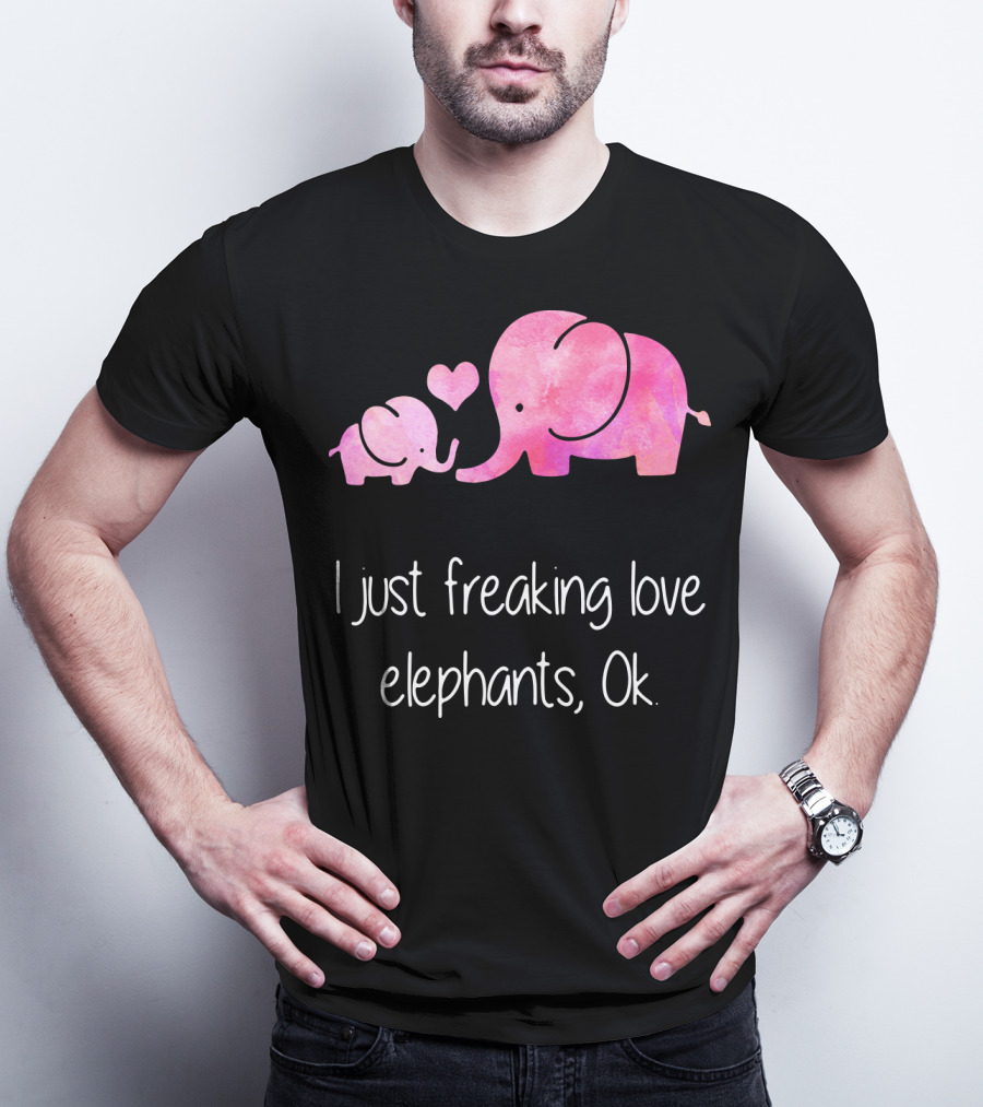 I Just Freaking Love Elephants Ok Pink Elephant Heart Design For Elephant Lovers T-Shirt