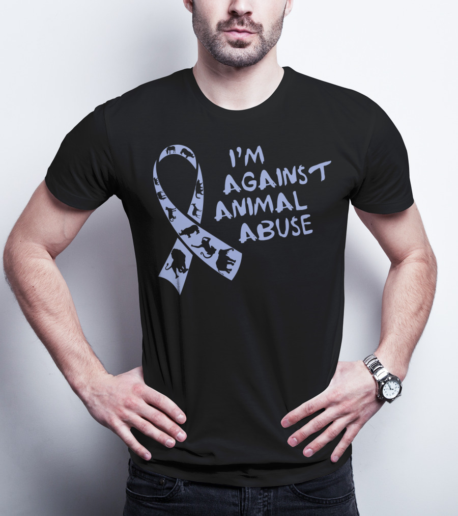 I'm Against Animal Abuse Ribbon With Animal T-Shirt