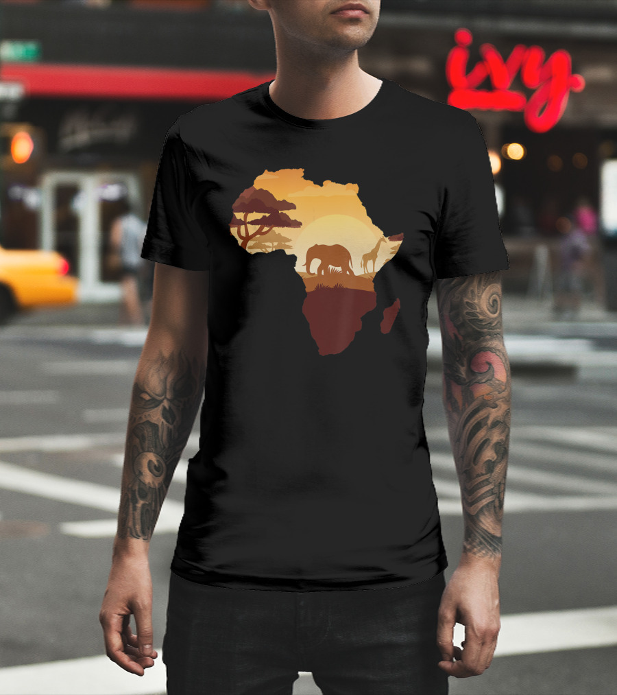 Wildlife Safari Animals Ivory Elephant Africa Silhouette Sunset T-Shirt