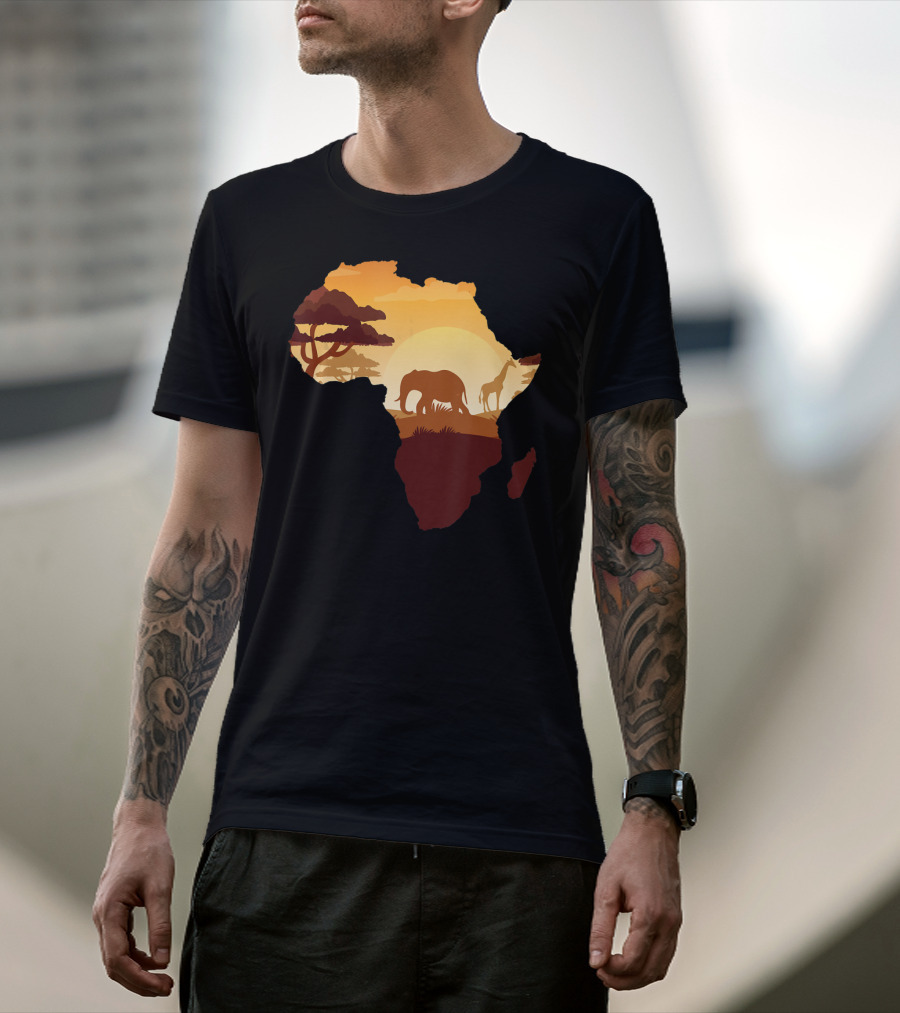 Wildlife Safari Animals Ivory Elephant Africa Silhouette Sunset T-Shirt