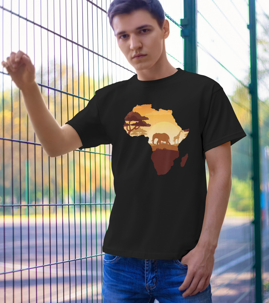 Wildlife Safari Animals Ivory Elephant Africa Silhouette Sunset T-Shirt