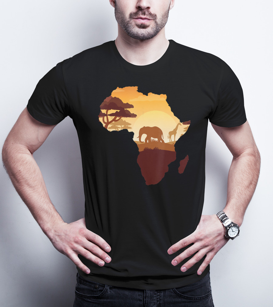 Wildlife Safari Animals Ivory Elephant Africa Silhouette Sunset T-Shirt