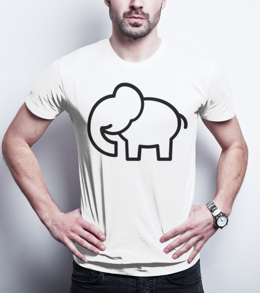 Cute Elephant Line Art Cartoon T-Shirt