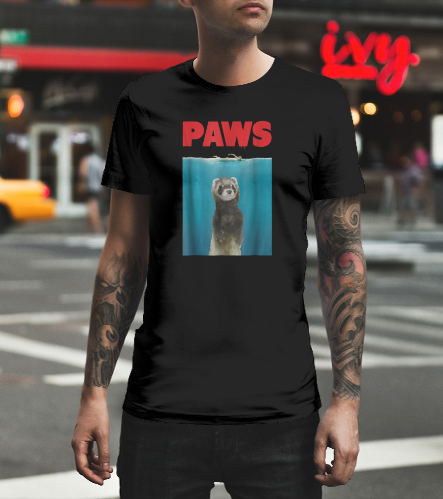 Paws Ferret Jaws Parody For Ferret Lovers T-Shirt