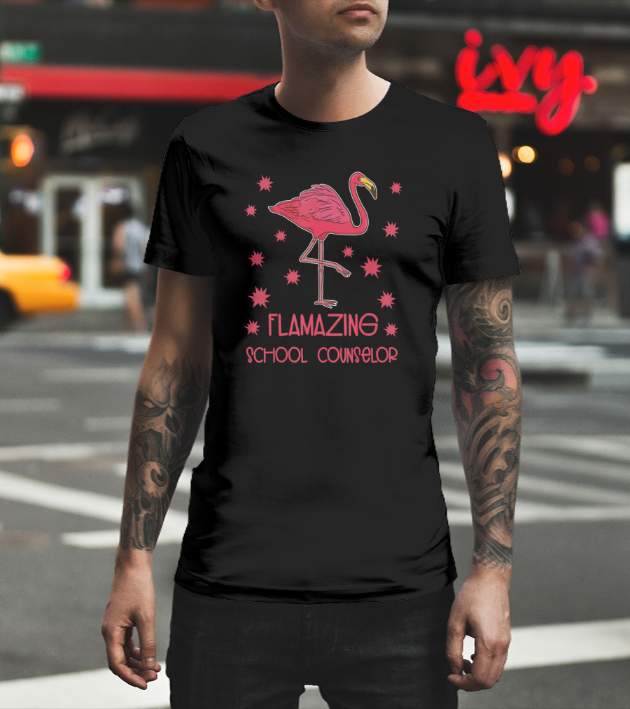 Flamazing School Counselor Pink Flamingo Appreciation T-Shirt